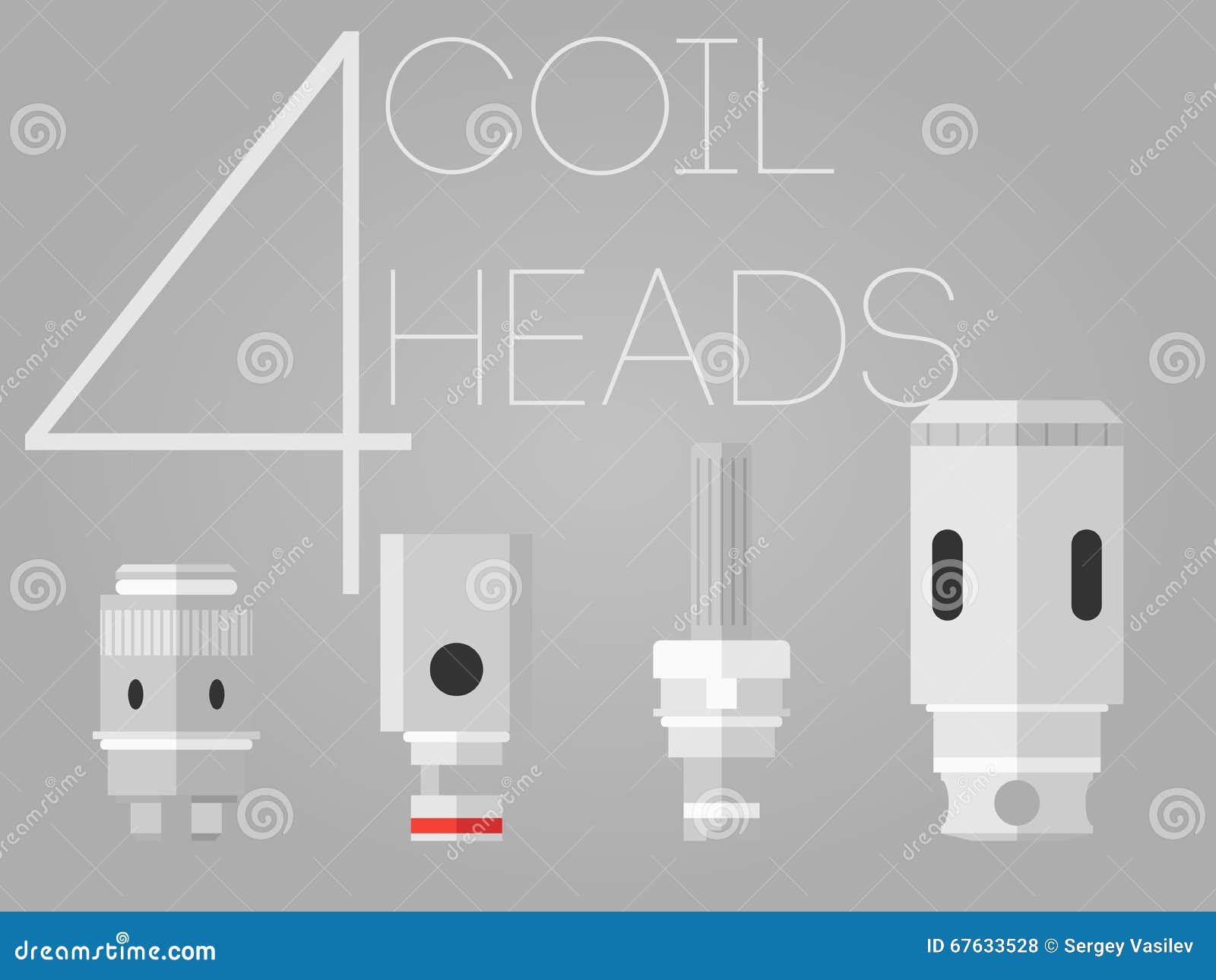 4 colored coil heads set stock vector. Illustration of battery - 67633528