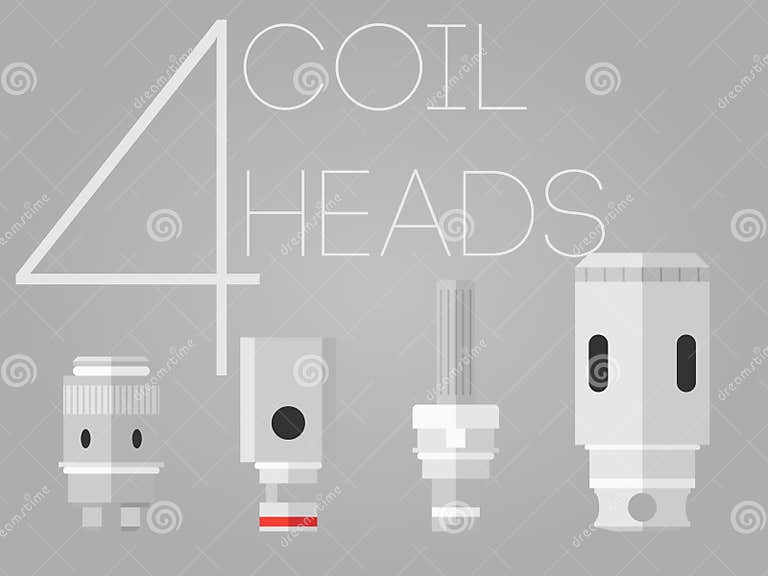 4 colored coil heads set stock vector. Illustration of battery - 67633528