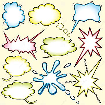 Colored Comic Book Inspired Thought Bubbles Stock Vector - Illustration ...