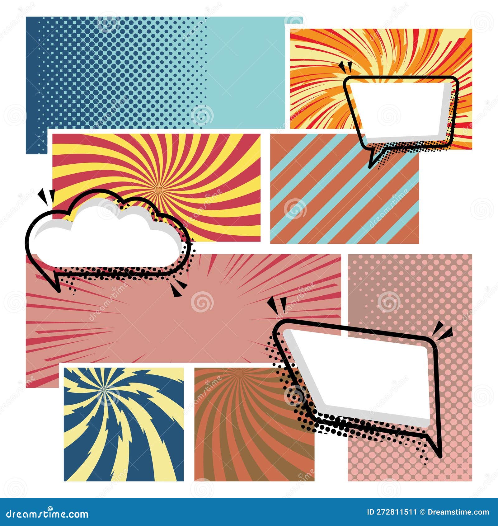 Colored Comic Page with Empty Comic Speech Bubbles Vector Stock Vector ...