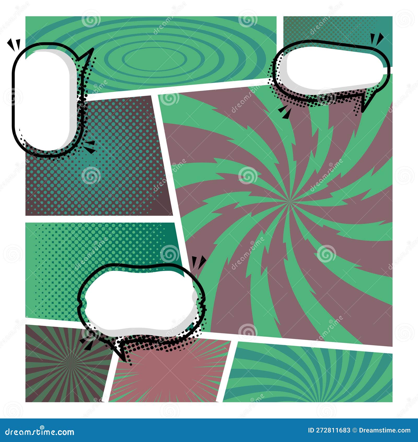 Colored Comic Page with Empty Comic Speech Bubbles Vector Stock Vector ...