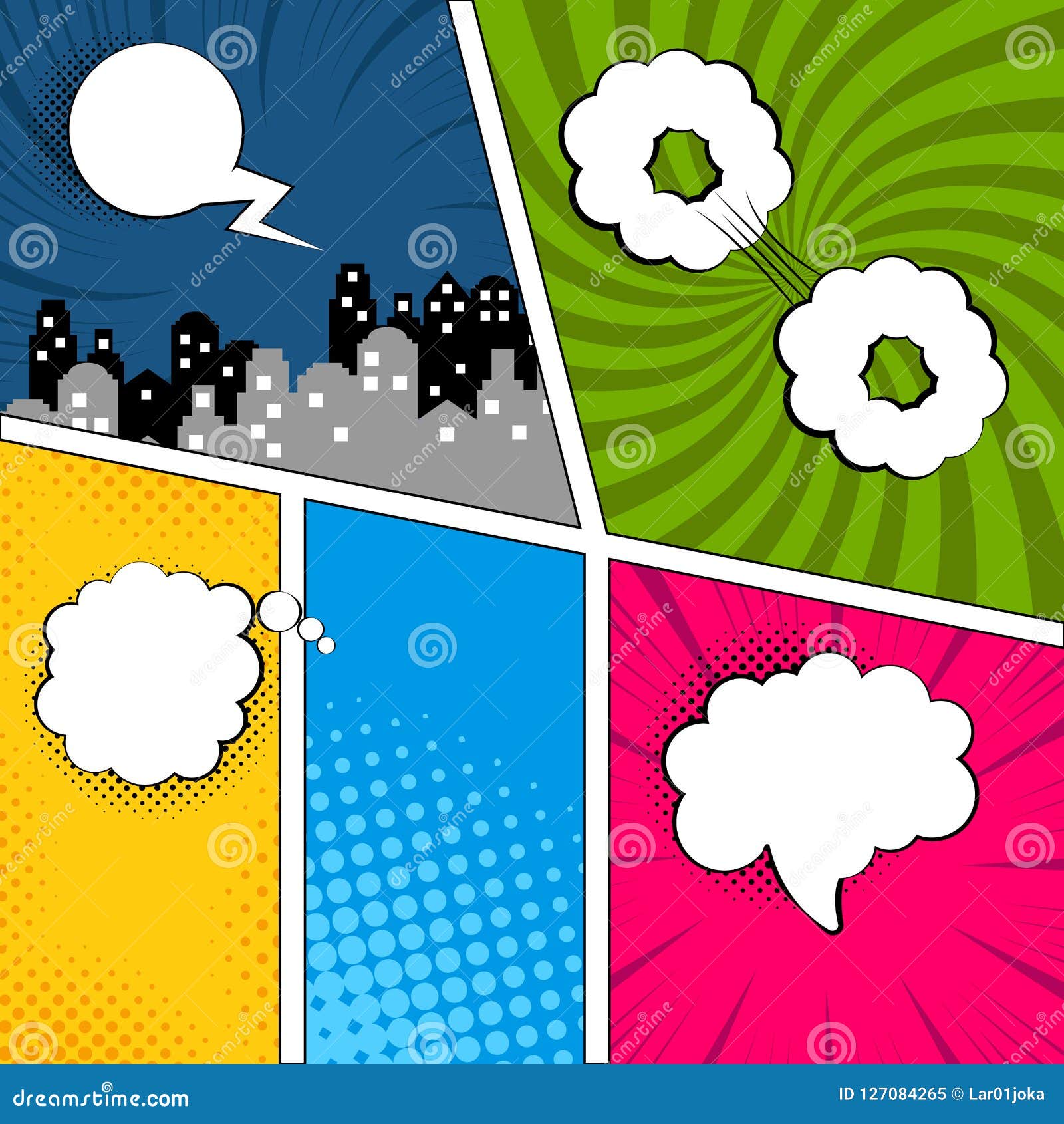 Colored Comic Pages with Halftone Effects Stock Vector - Illustration ...