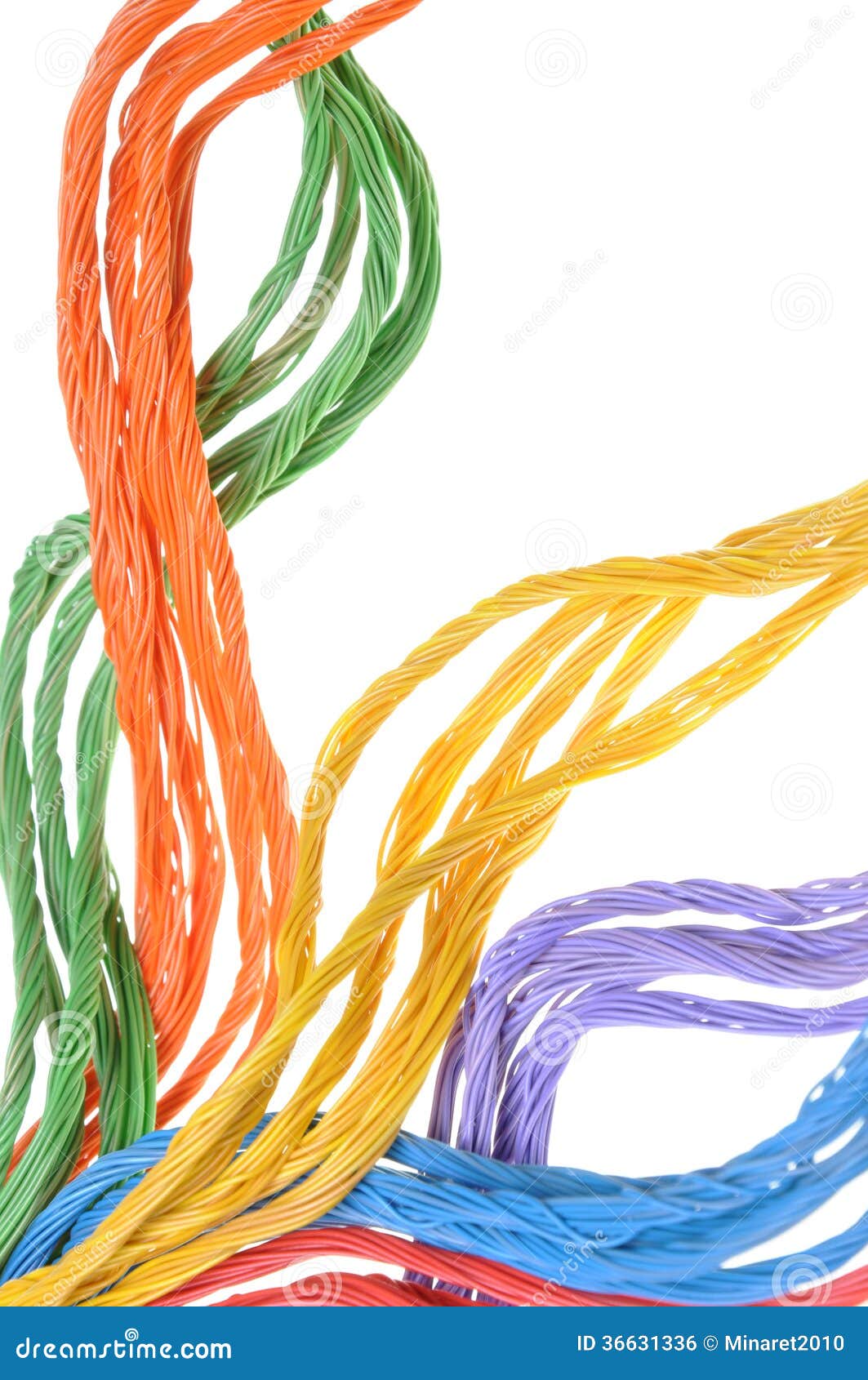 Colored computer cables stock photo. Image of energy - 36631336