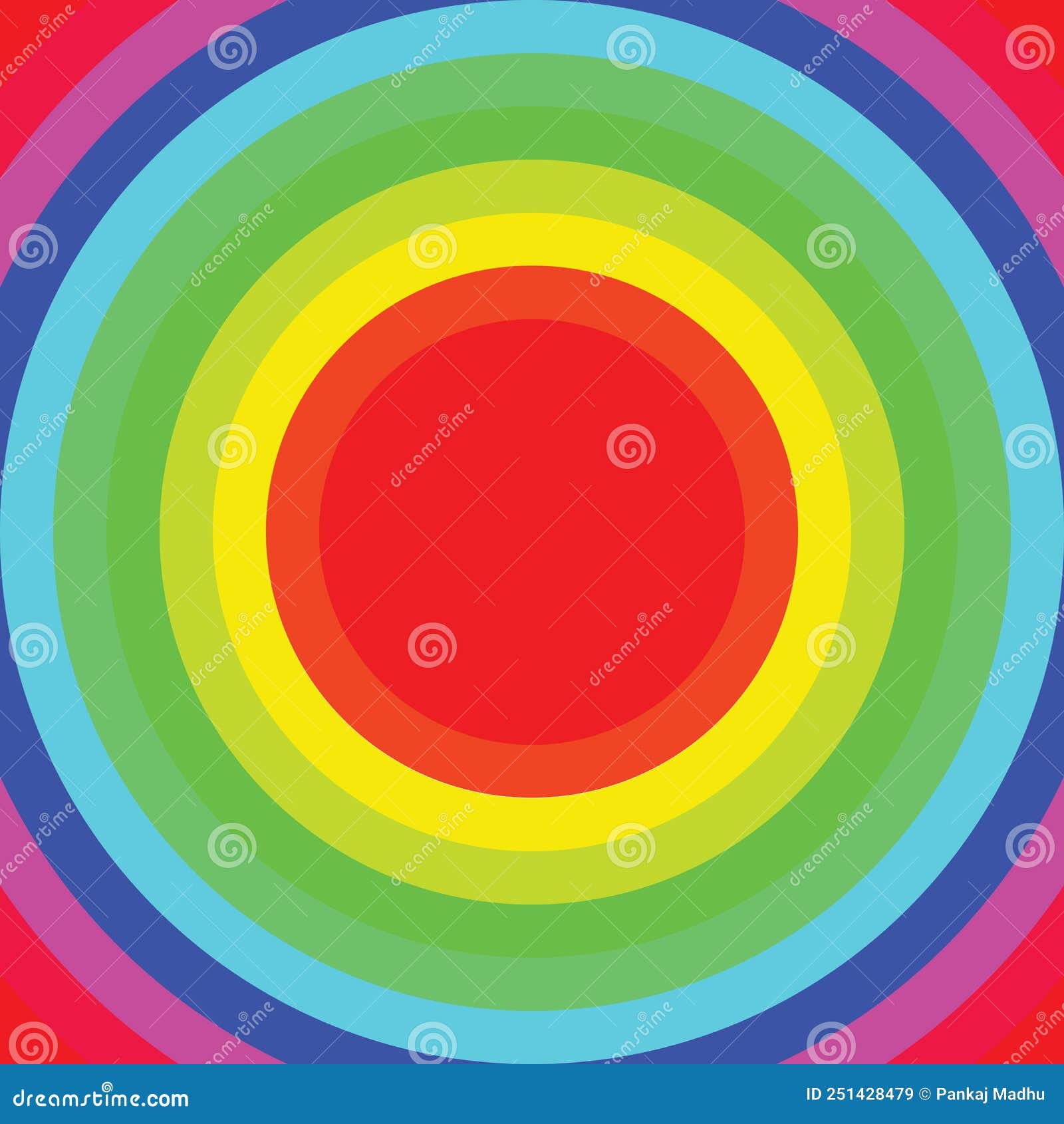 Colored Concentric Circles Rainbow Background. Graphic with Radial ...