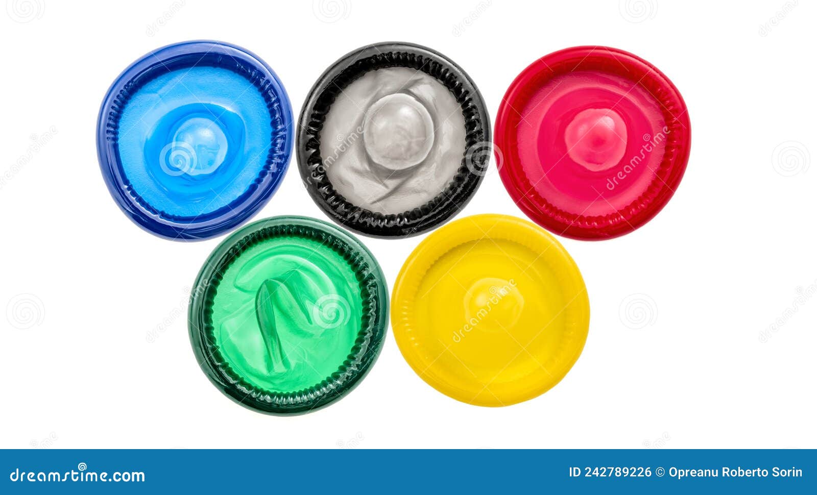 Colored condom stock photo. Image of erection, education - 242789226