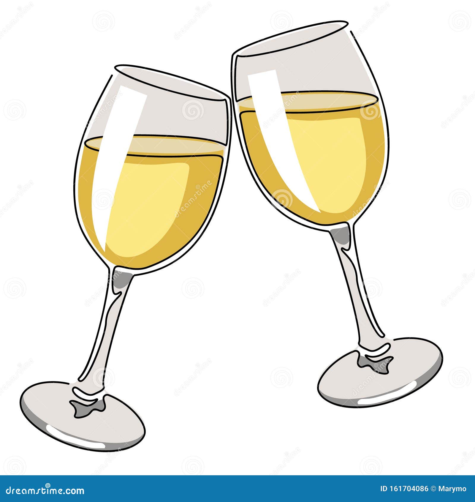 Colored Continuous Line Drawing. Glasses of White Wine. Vector ... Colored Continuous Line Drawing. Glasses of White Wine. Vector ...