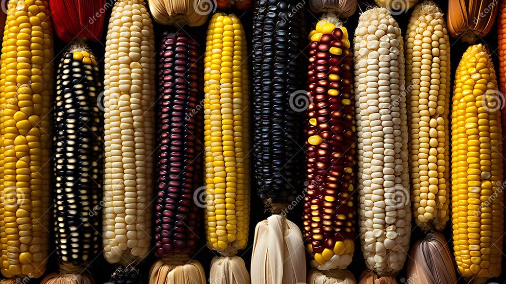 Colored corn cobs. stock photo. Image of diet, grain - 289483608