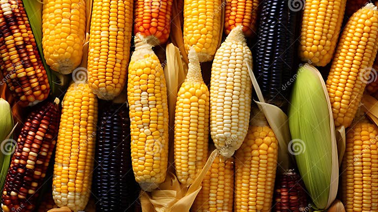 Colored corn cobs. stock image. Image of texture, closeup - 289483627