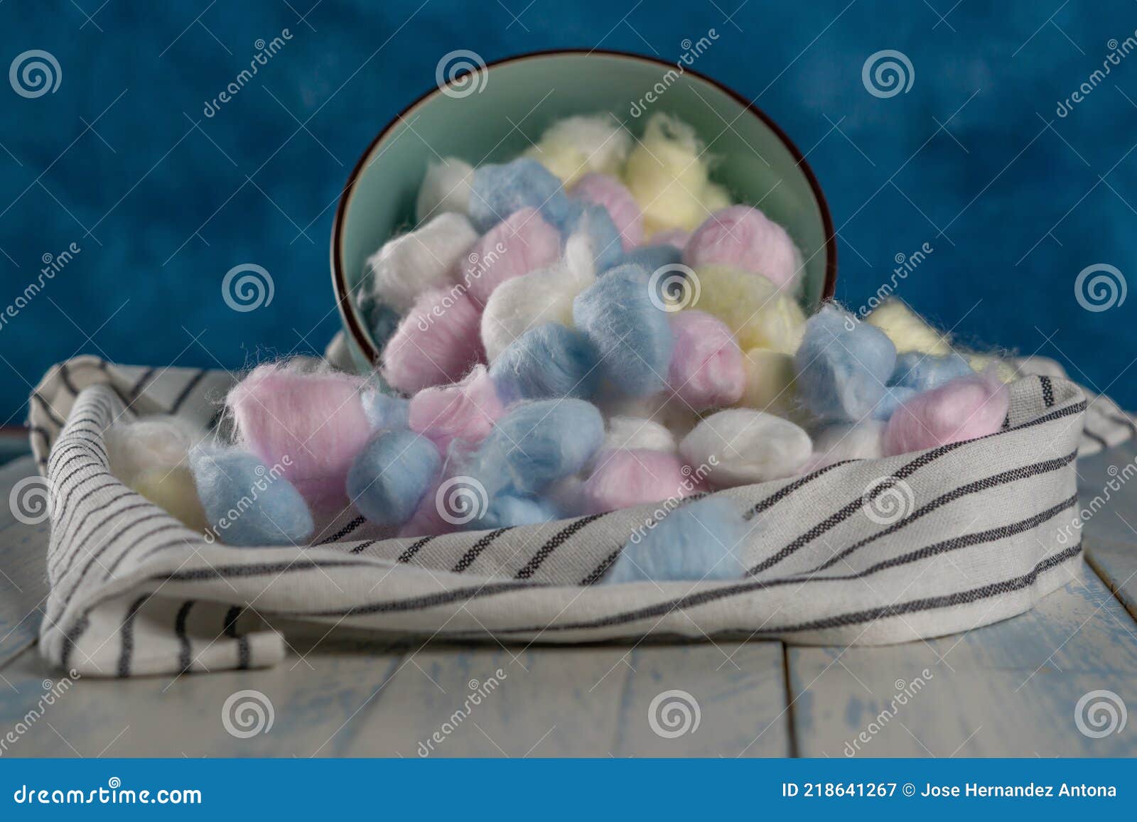 Colored Cotton Balls on a Blue Background Stock Image - Image of ...