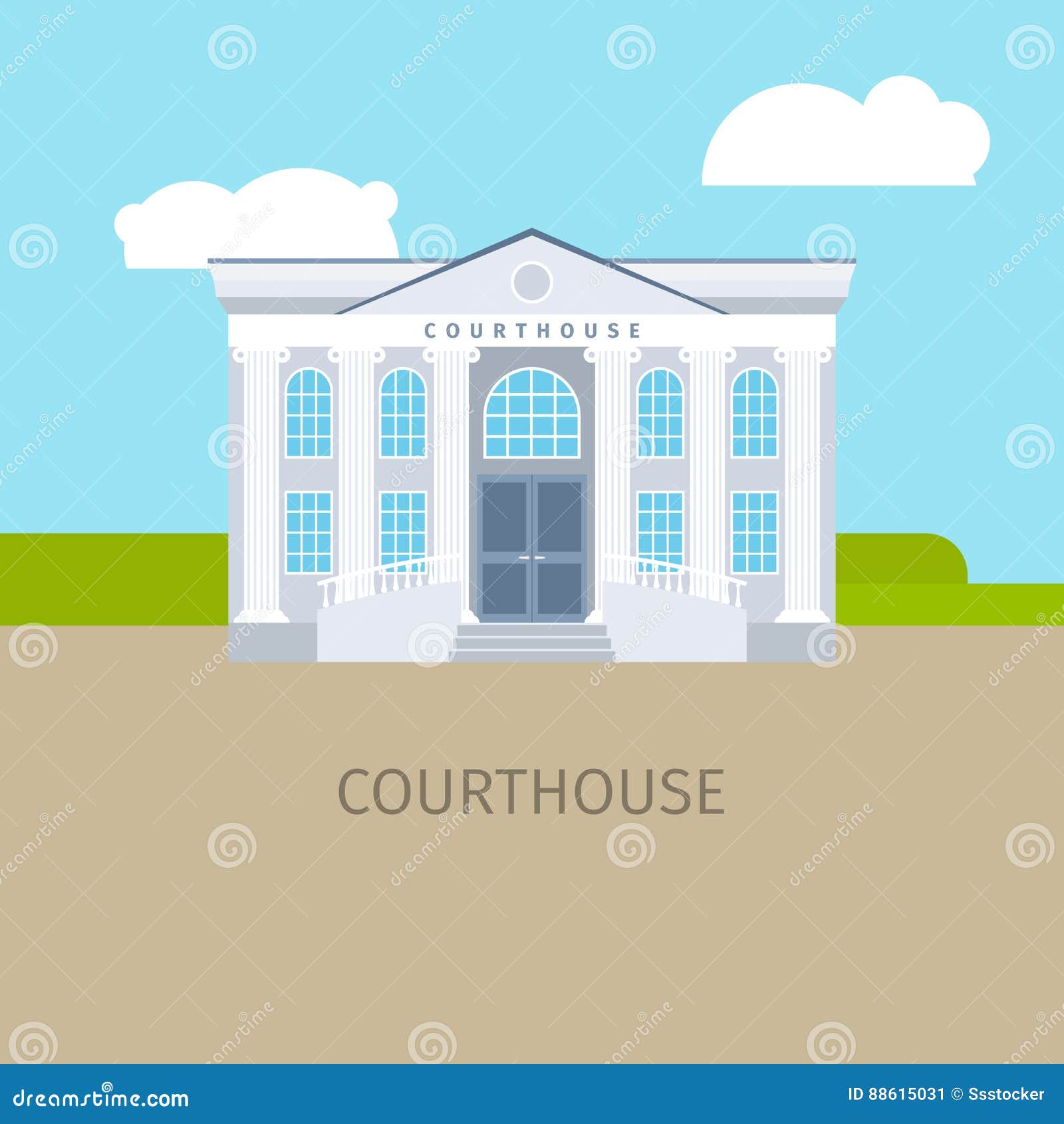 Colored Courthouse Building Illustration Stock Vector - Illustration of ...
