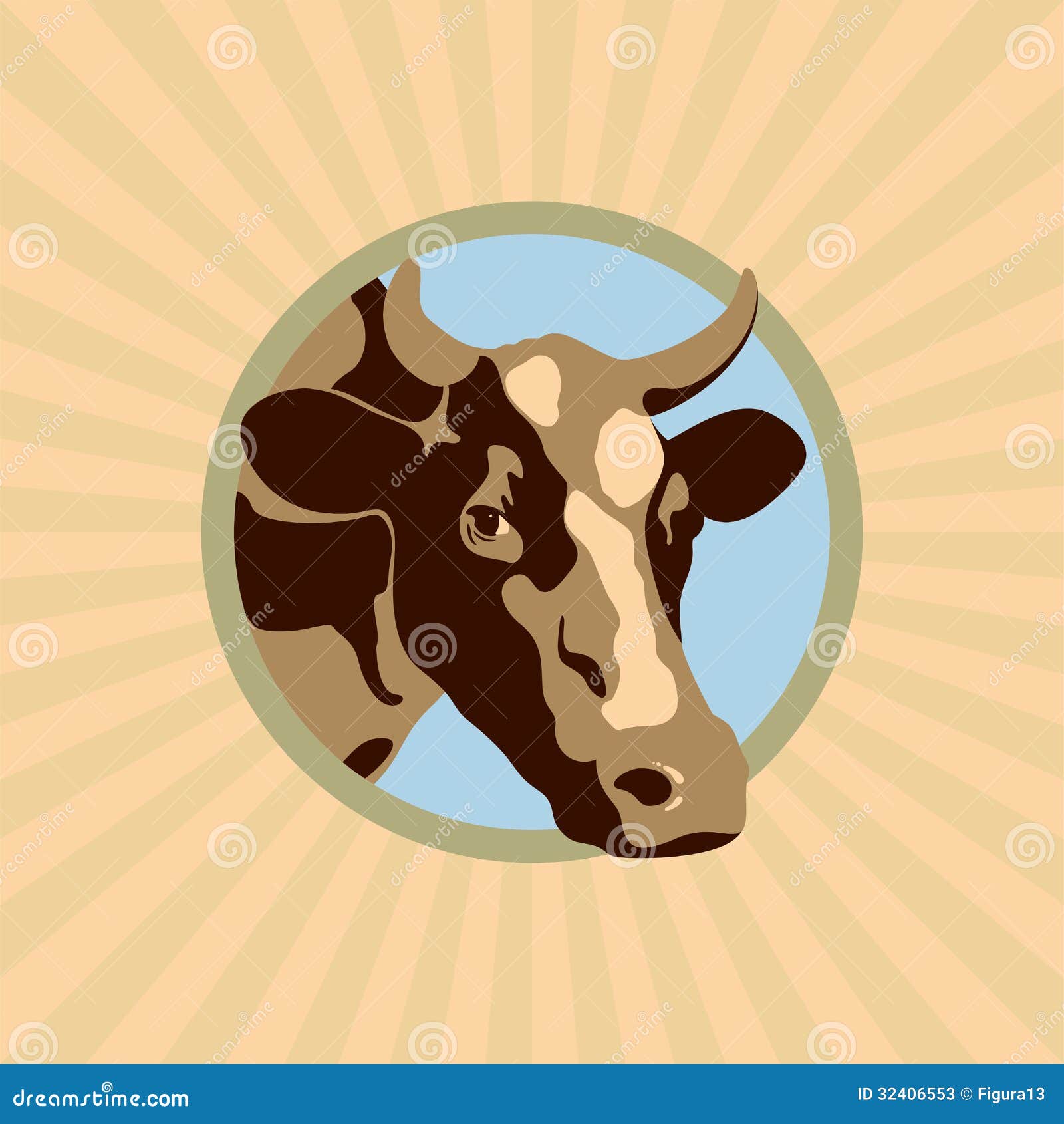 Colored cow label stock vector. Illustration of dairy - 32406553