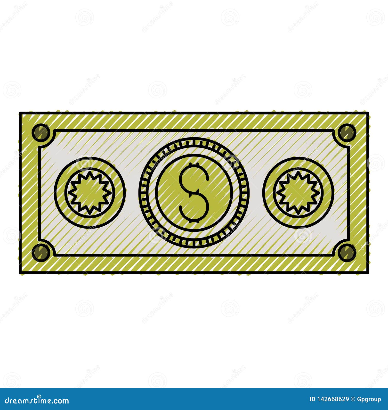 Colored Crayon Silhouette of Money Bill Icon Stock Vector ...