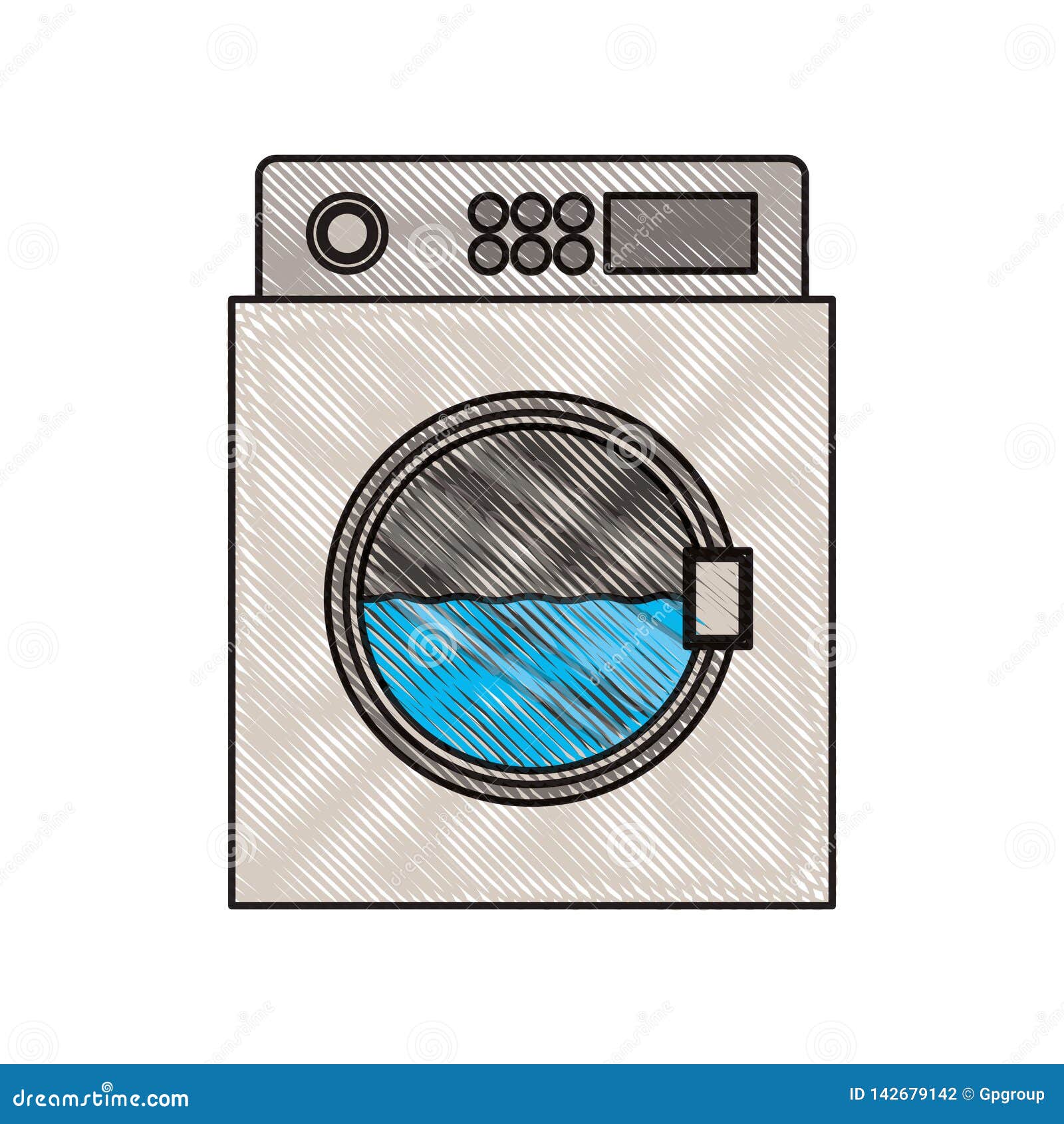 Colored Crayon Silhouette of Wash Machine Stock Vector - Illustration ...