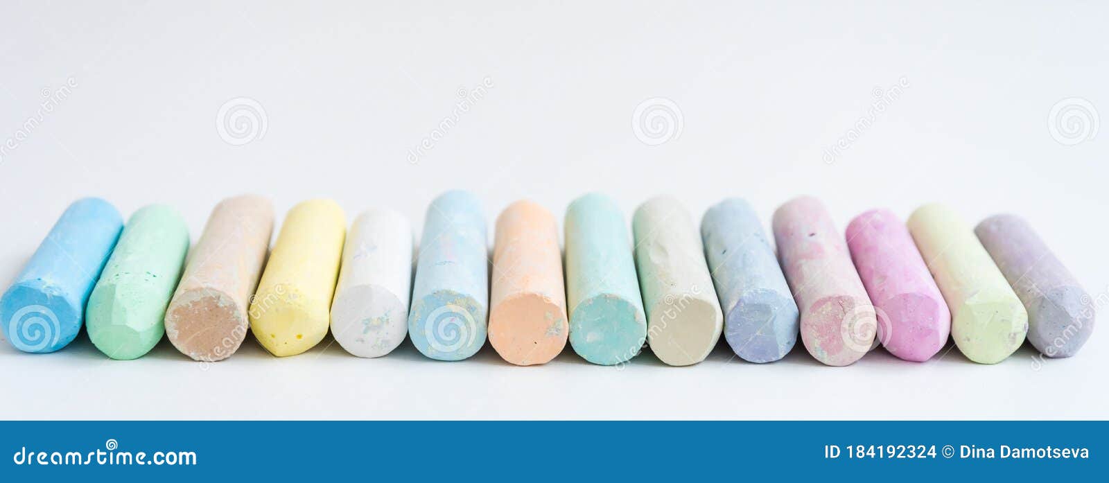 Colored Crayons Arranged in a Row. Side View, Close-up. Background ...