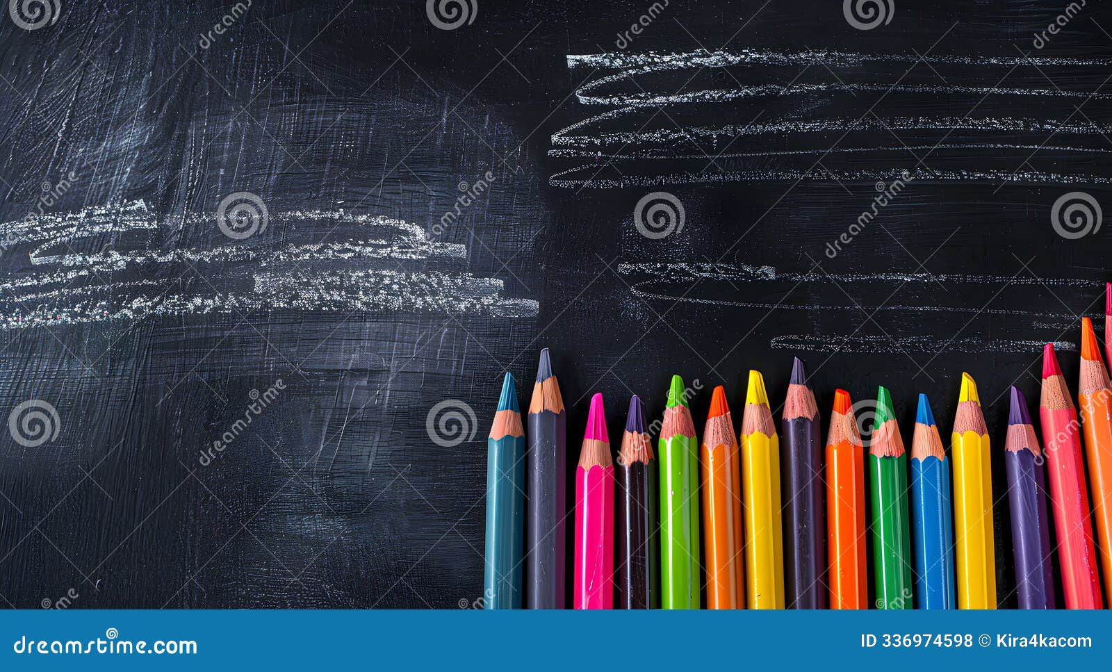Colored Crayons on Blackboard, Drawing, Drawn Lines Stock Photo - Image ...