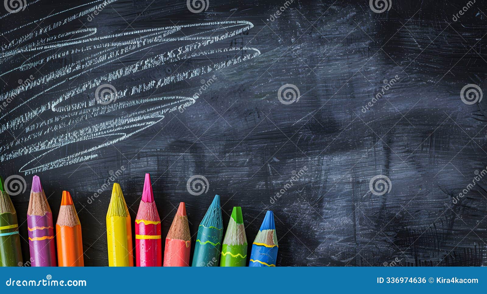 Colored Crayons on Blackboard, Drawing, Drawn Lines Stock Photo - Image ...