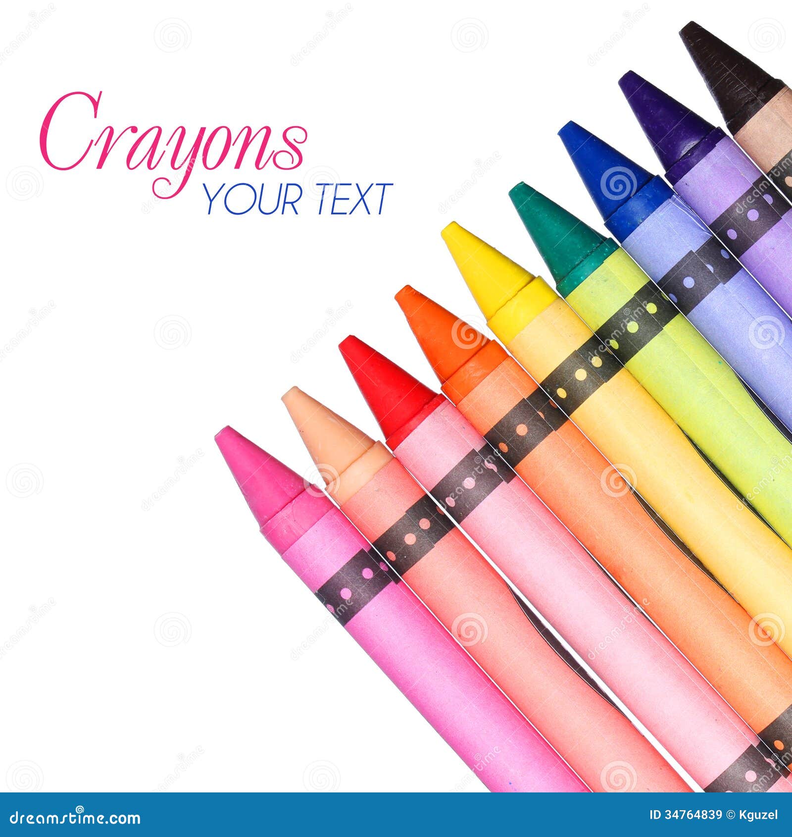 Crayons Space Background Lined Up Isolated On White Background W Stock ...