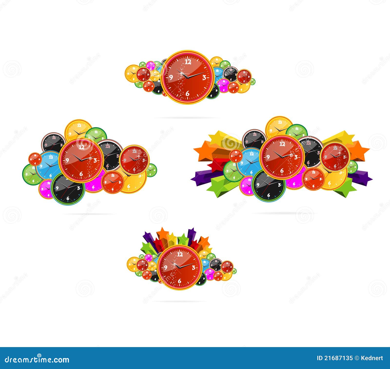 Colored and Creative Clocks Symbols Set Stock Vector - Illustration of ...