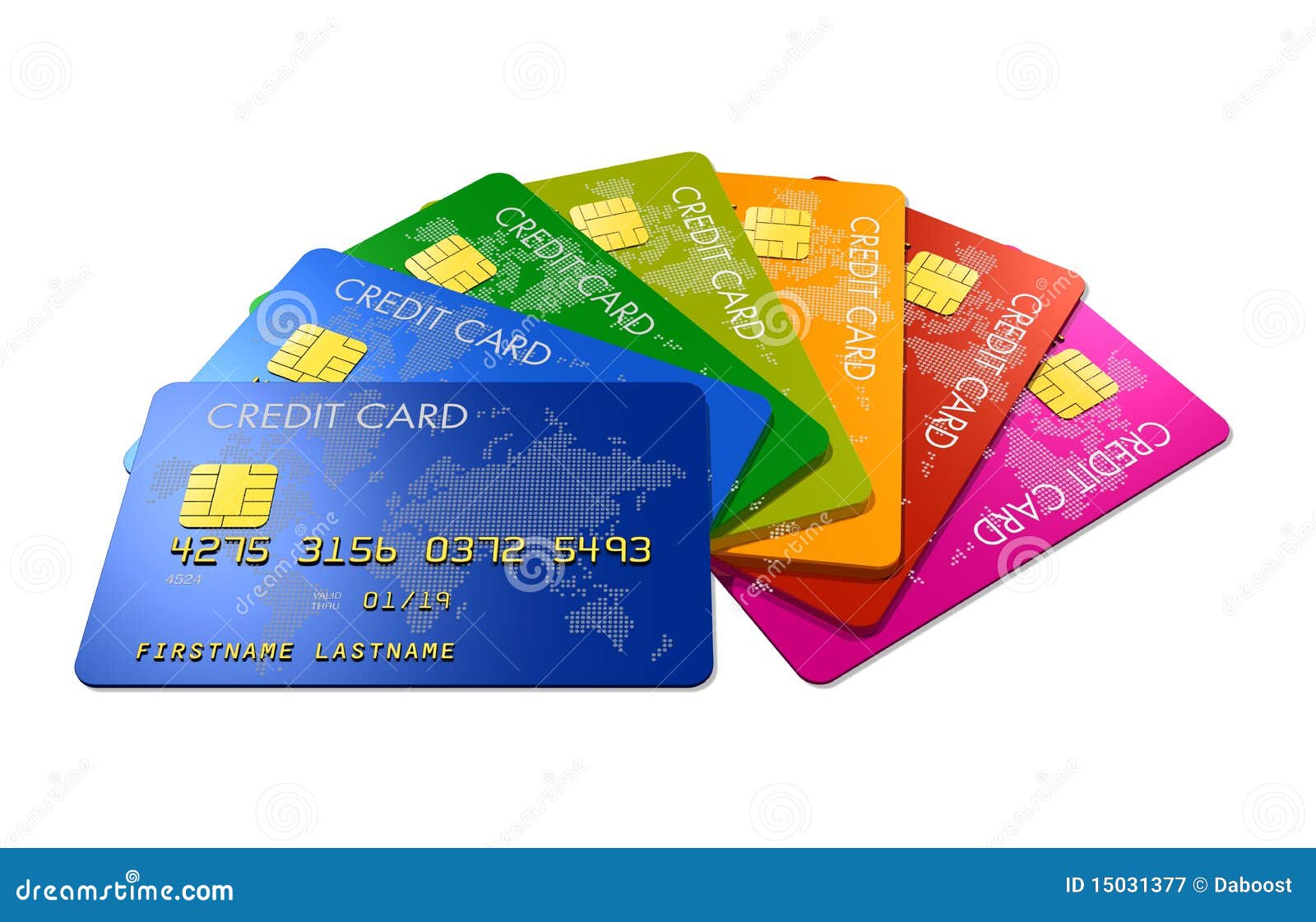 Colored credit cards stock illustration. Illustration of dimensional ...