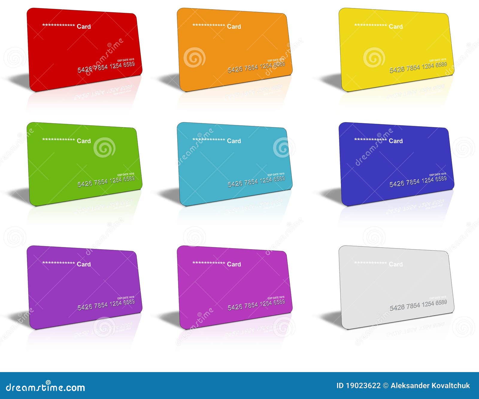 Colored credit cards stock illustration. Illustration of green - 19023622