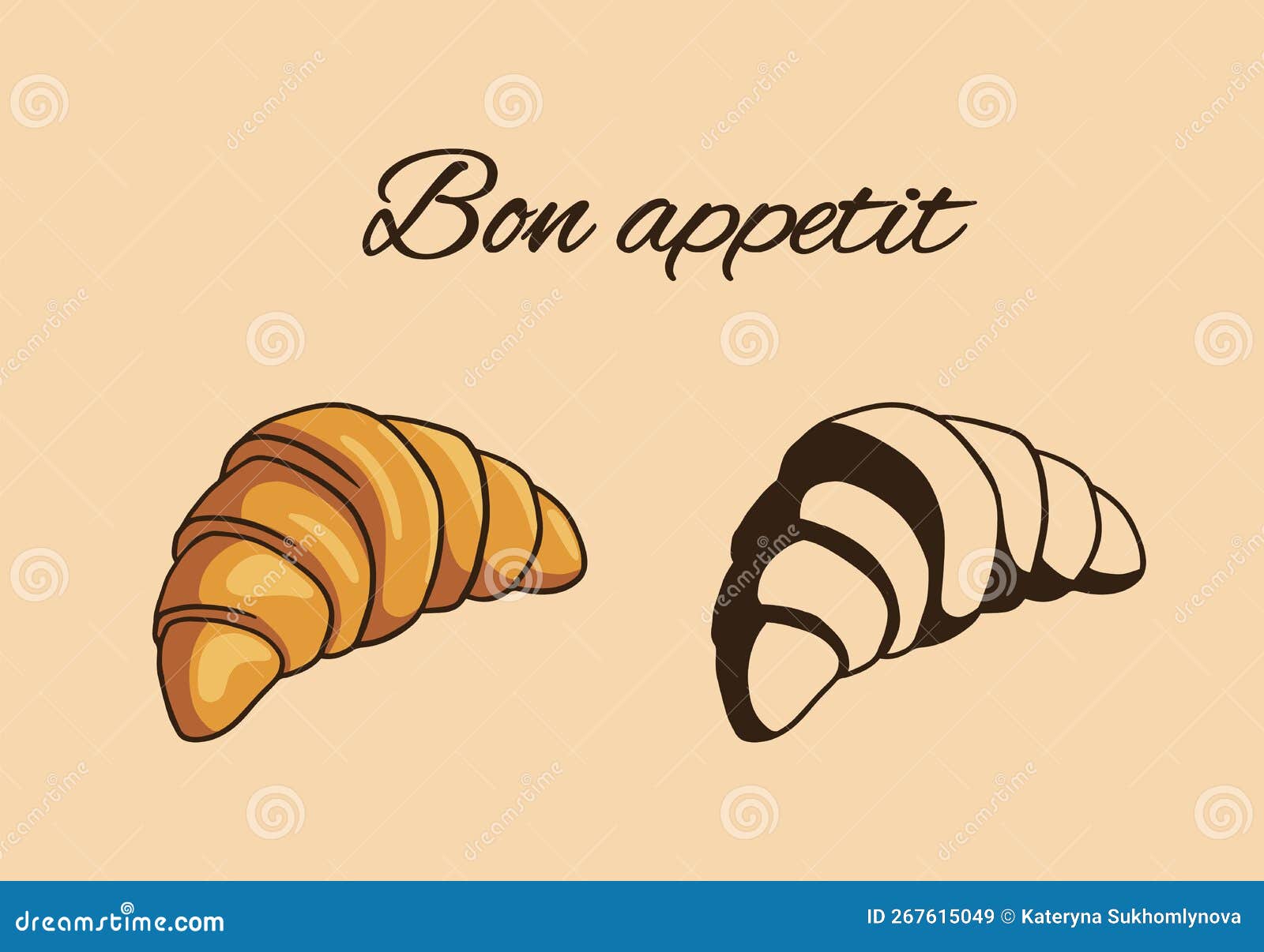Colored Croissant Clip Art. Vector Illustration Stock Vector ...
