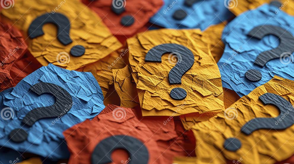 Colored Crumpled Paper with Question Marks is a Background for Quizzes ...