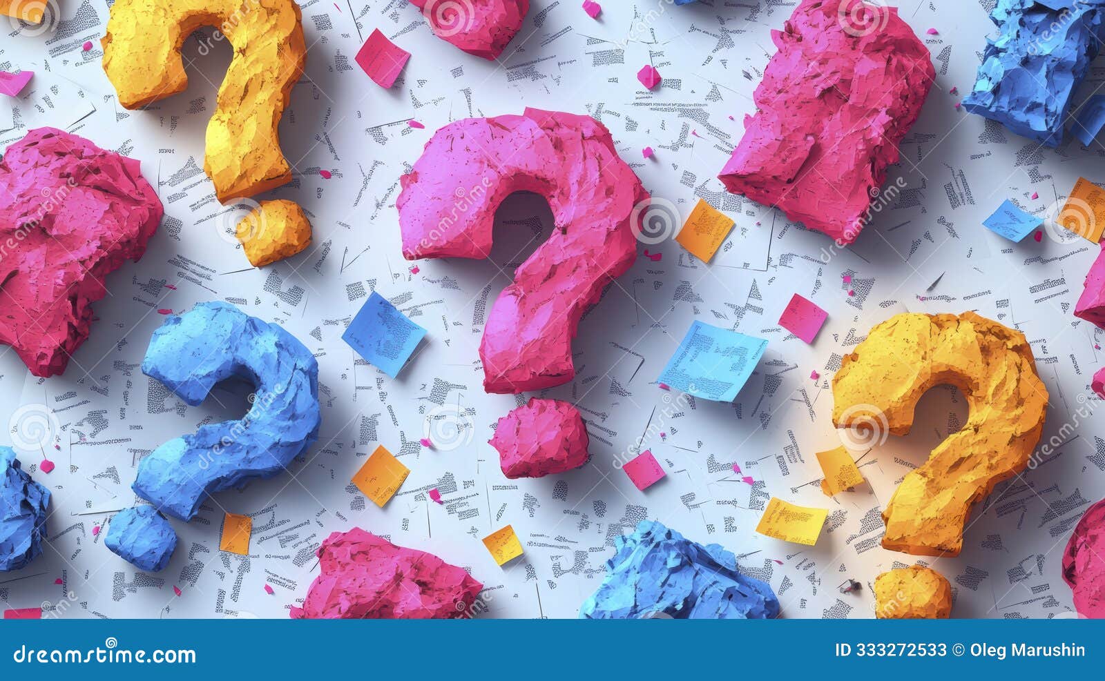 Colored Crumpled Paper with Question Marks is a Background for Quizzes ...