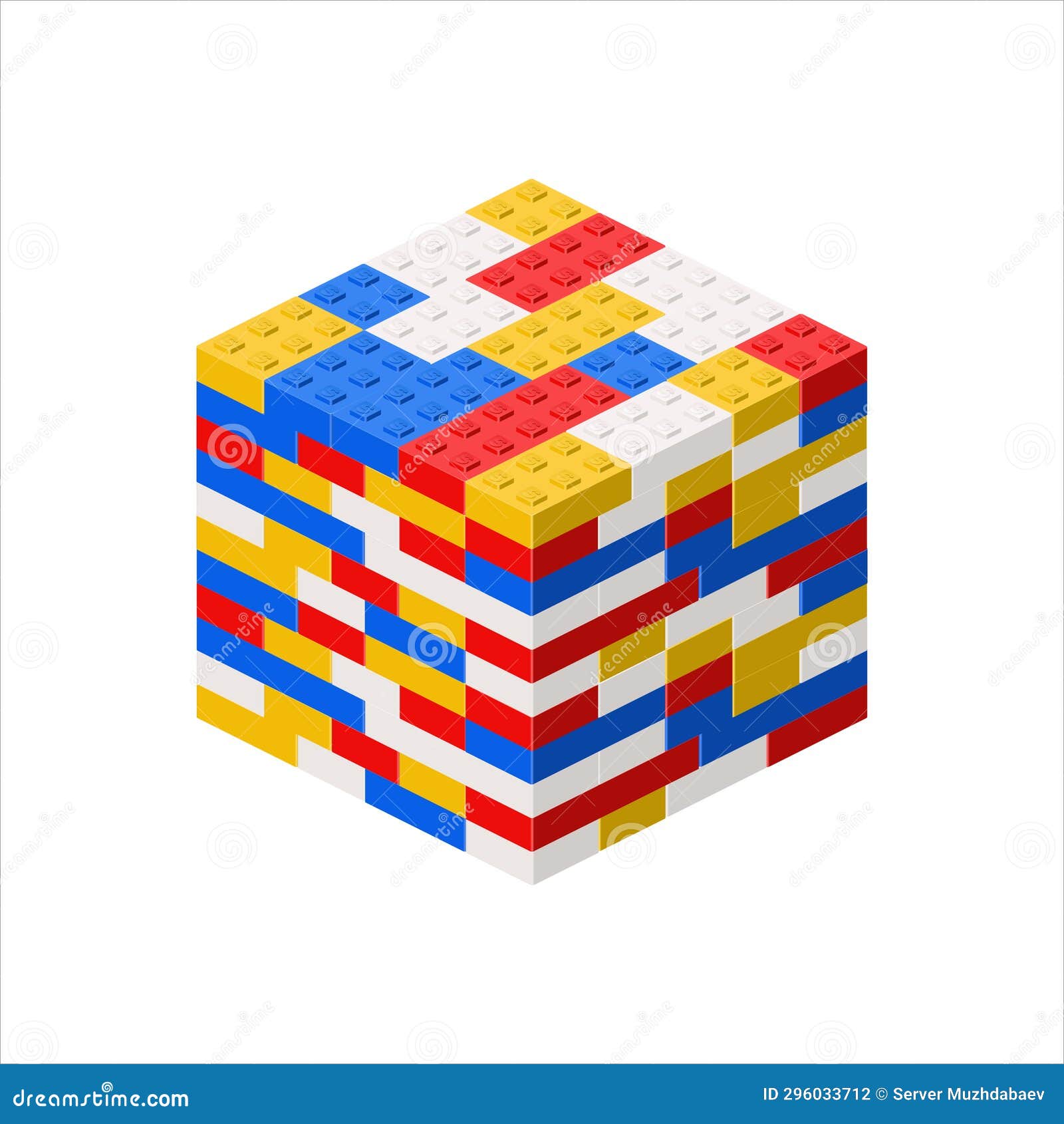 Colored Cube Made from Random Blocks. Vector Stock Illustration ...