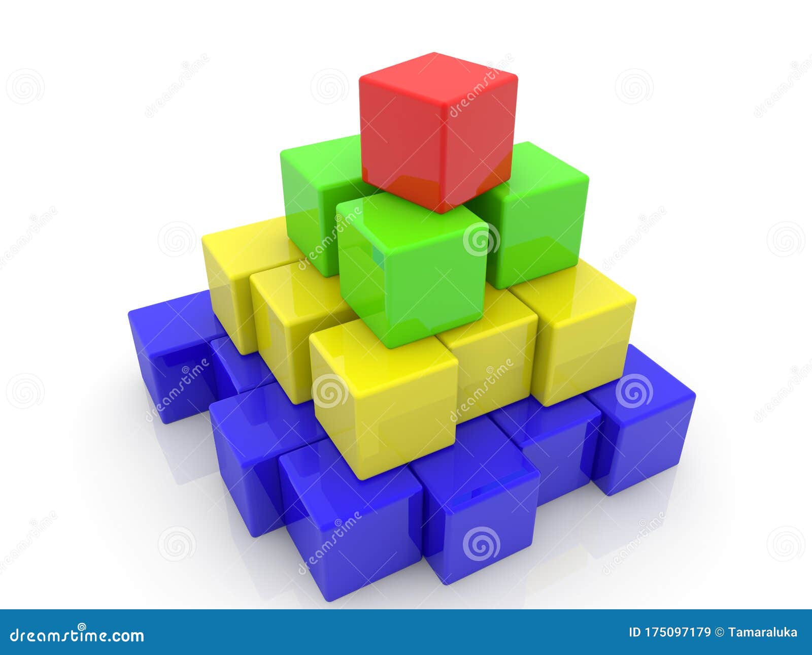 Colored Cube Pyramid with a Red Cube at the Top Stock Illustration ...