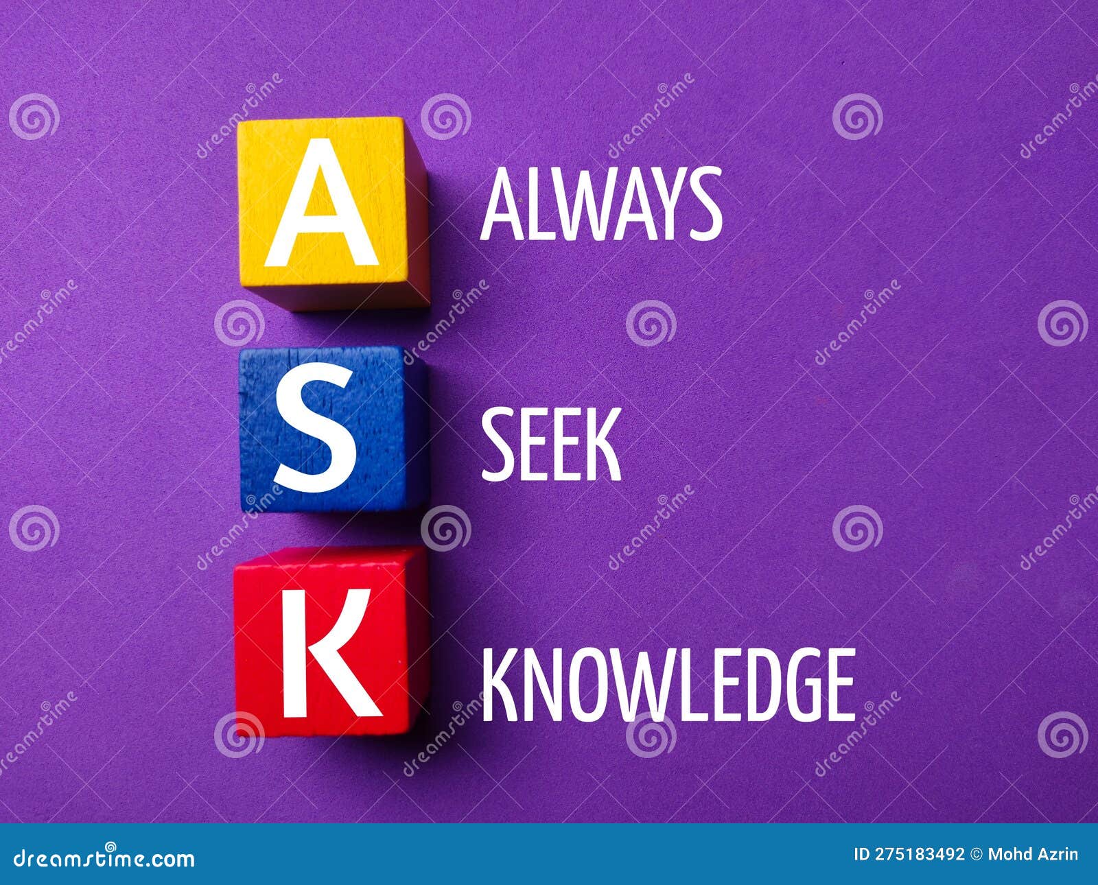 Colored Cube with the Word ASK always Seek Knowledge Stock Photo ...