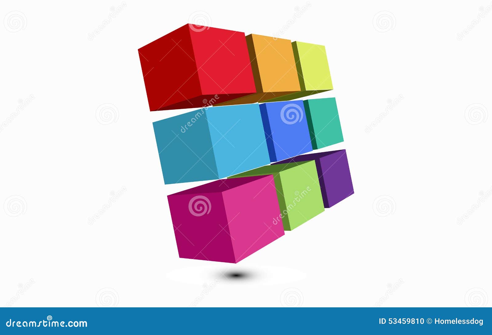 Colored cubes 3D stock vector. Illustration of composition - 53459810
