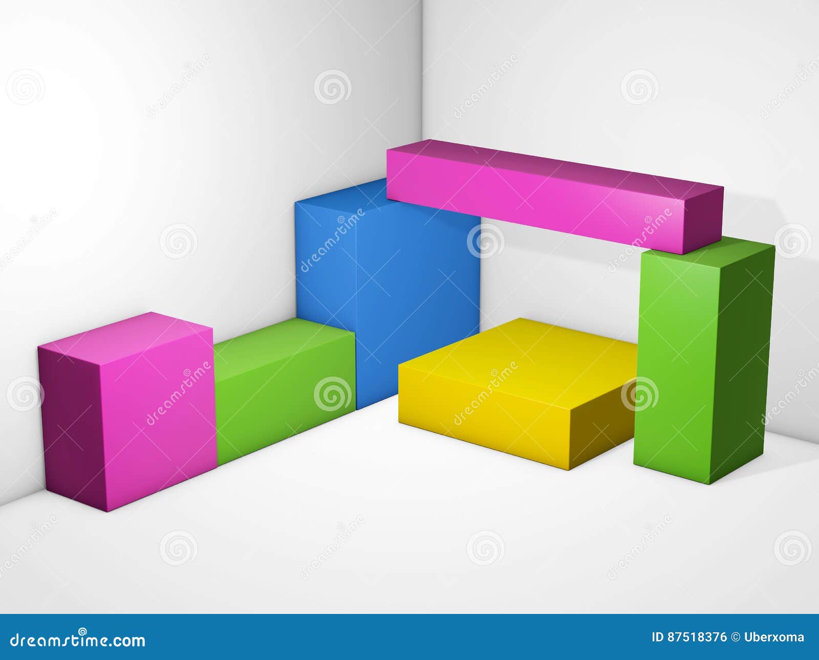 Colored Cubes Display. Multi Box Showcase Store. Blocks Stacked ...
