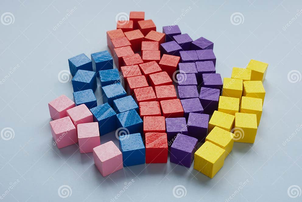 Colored Cubes Shaped Like a Pie Chart with Abstract Data Analysis and ... Colored Cubes Shaped Like a Pie Chart with Abstract Data Analysis and ...