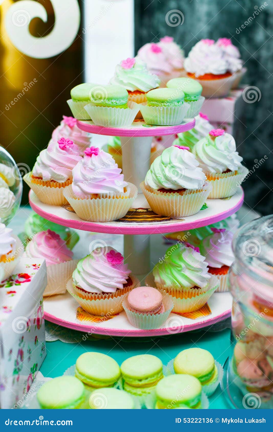 Colored Cupcakes. Muffins with Cream Stock Photo - Image of dessert ...