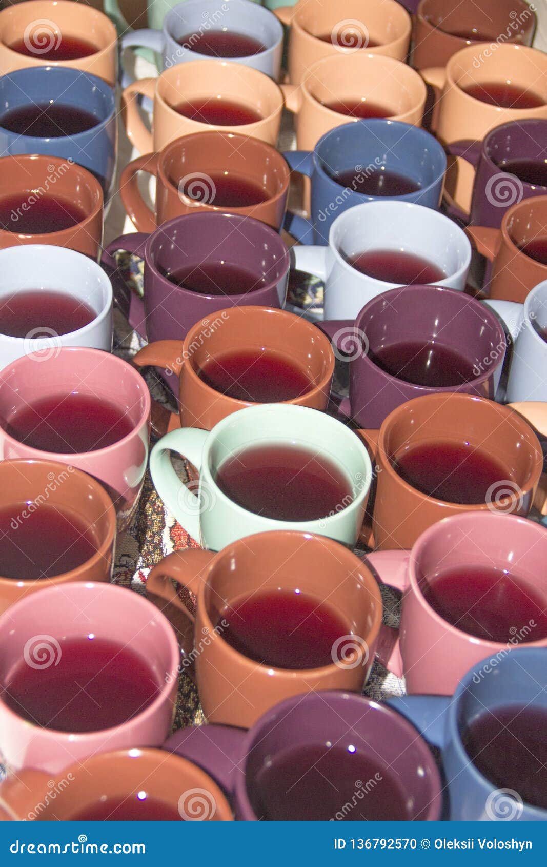 Colored Cups. Set Of Colorful Cups Closeup.Coffee Cups Background Stock ...