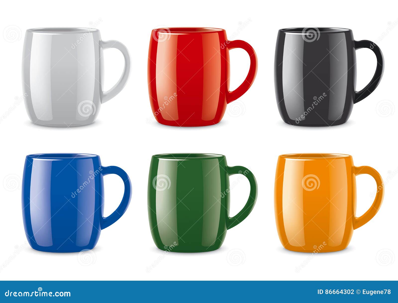 Colored cups set stock vector. Illustration of porcelain - 86664302