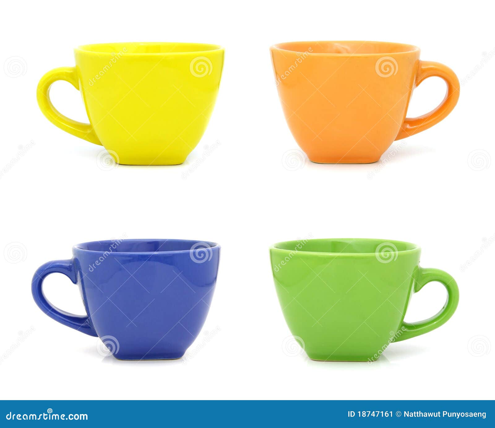 Colored Cups Set Isolated On White Stock Image - Image of isolated ...