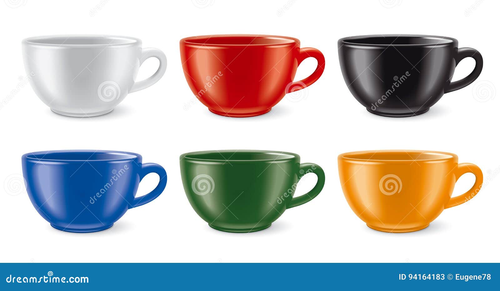 Colored cups set stock vector. Illustration of dinnerware - 94164183
