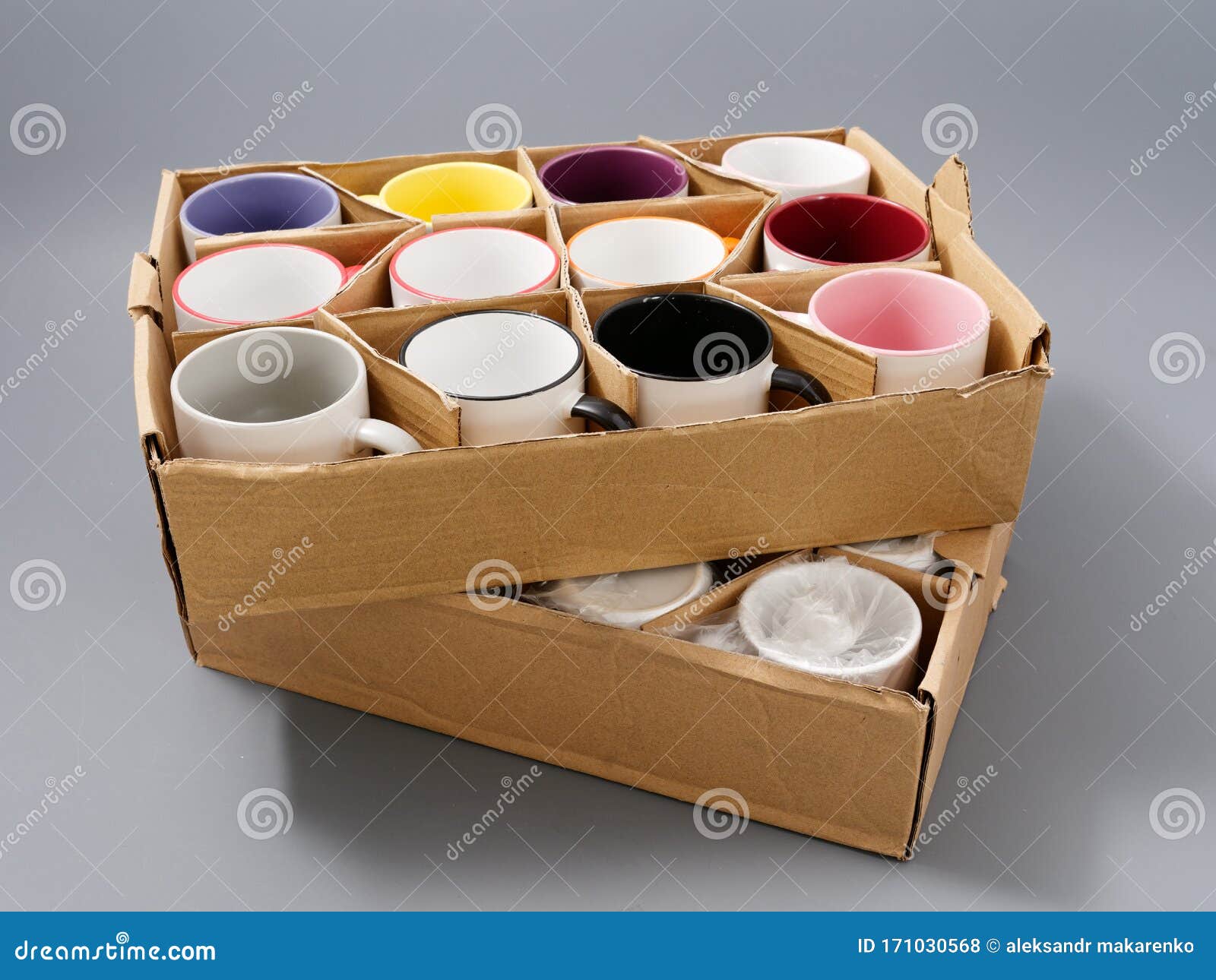 Colored Cups for Sublimation in Composition on a Gray Background Stock ...