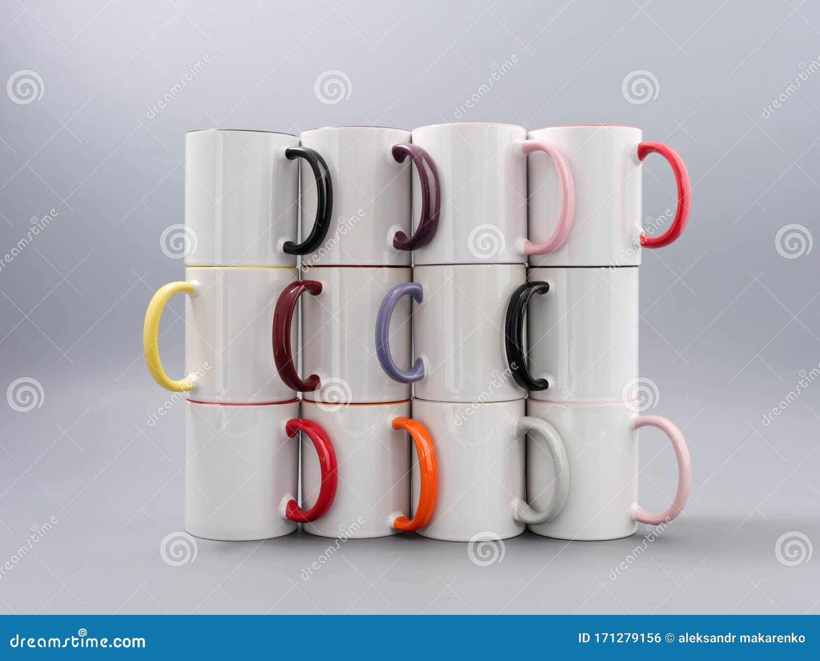 Colored Cups for Sublimation in Composition on a Gray Background Stock ...