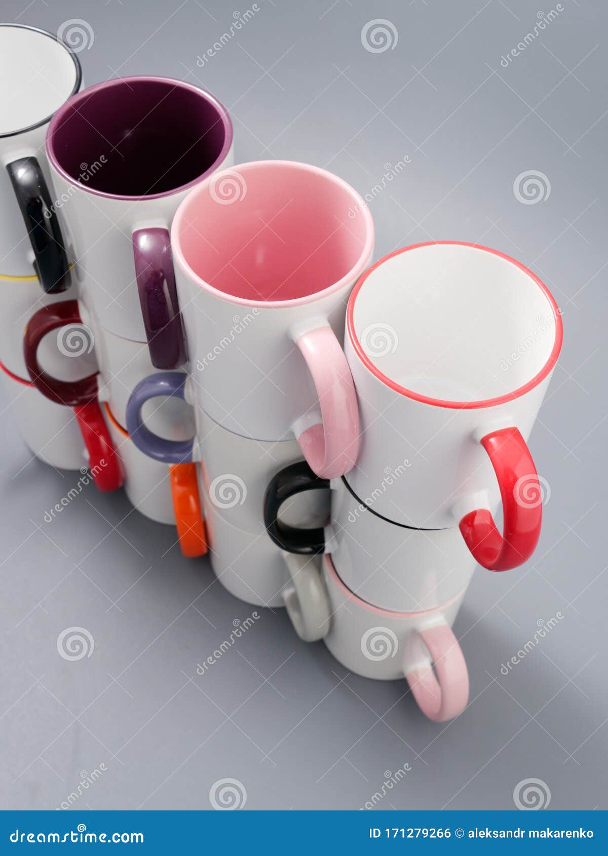 Colored Cups for Sublimation in Composition on a Gray Background Stock ...
