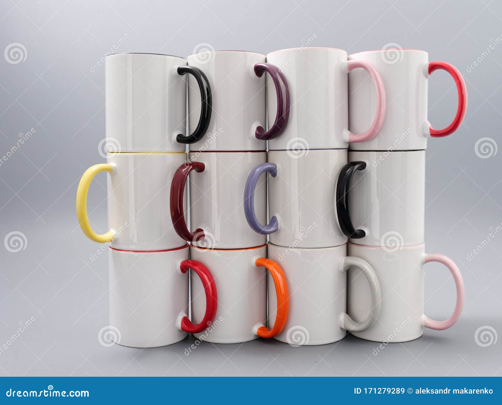 Colored Cups for Sublimation in Composition on a Gray Background Stock ...