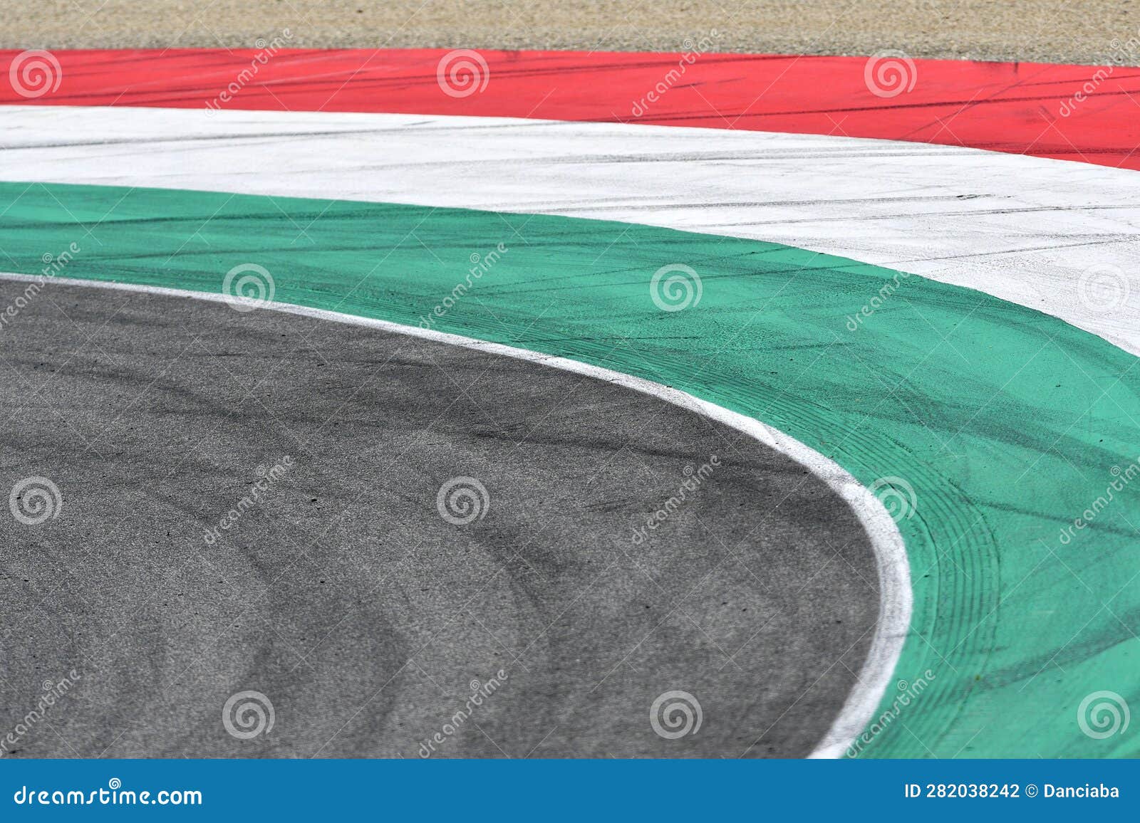 Colored Curbs on a Racing Track Stock Photo - Image of view, grass ...