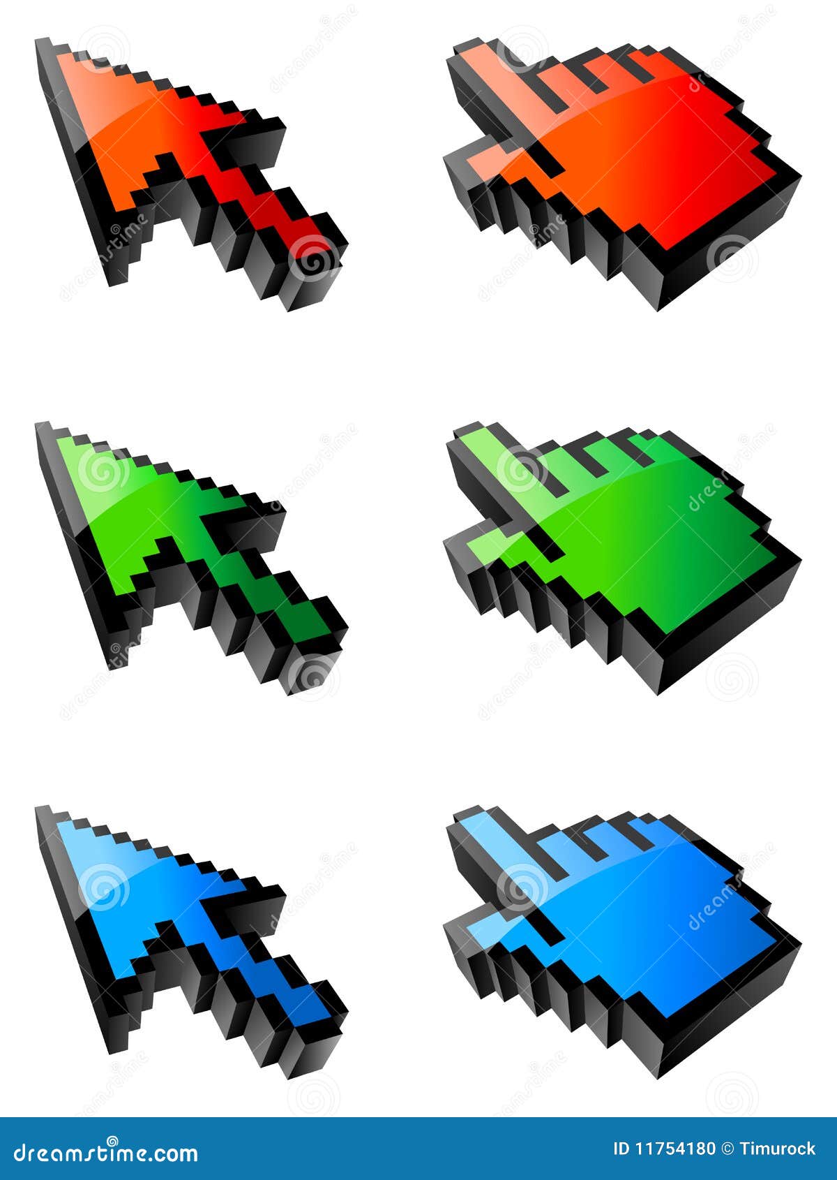 Colored cursors. stock vector. Illustration of green - 11754180