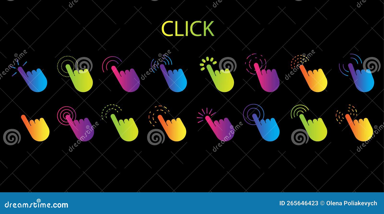 Colored Cursors Fingers Set. Computer Design. Vector Illustration Stock ...