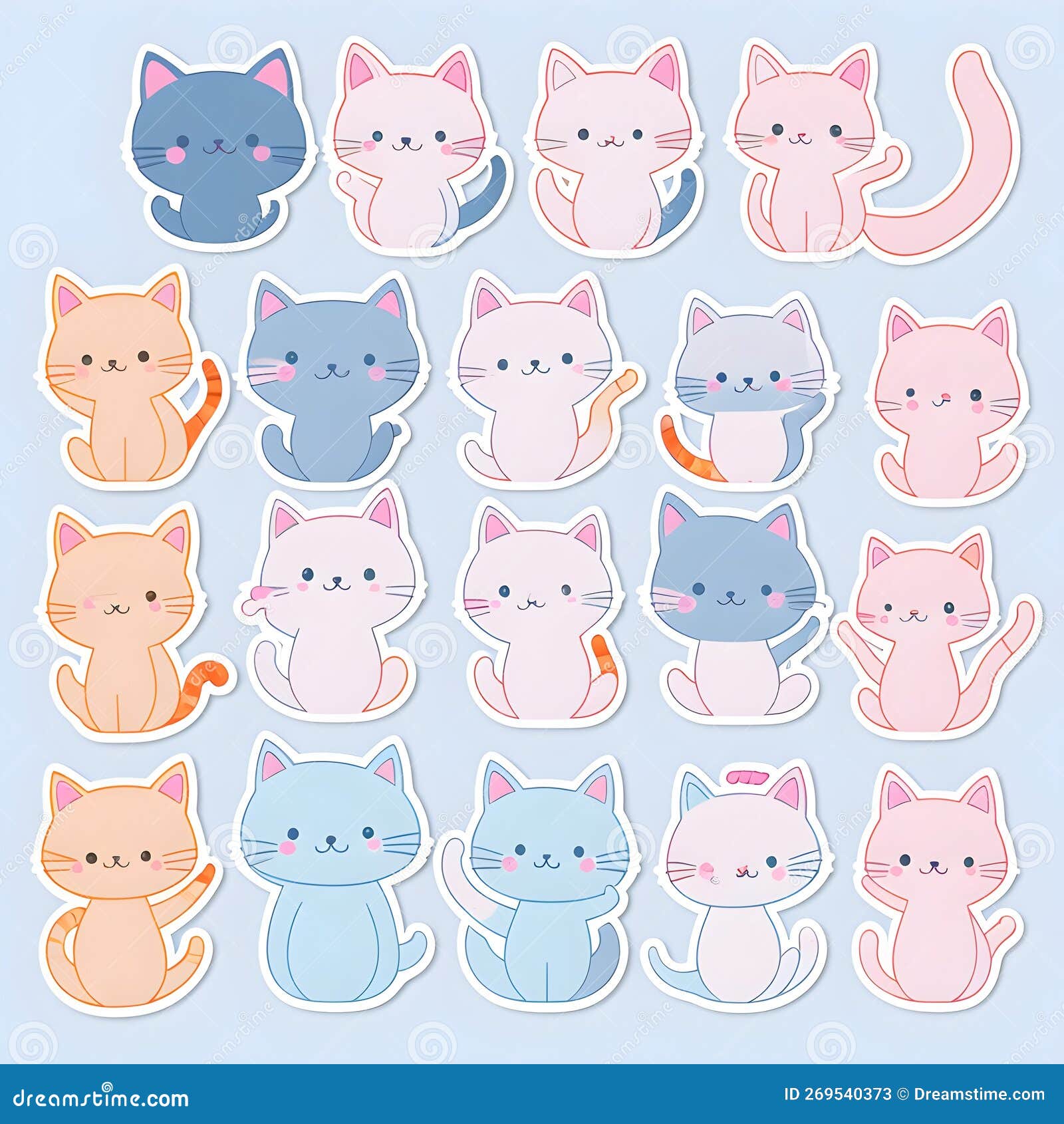 A Colored Cute Cat Collage stock illustration. Illustration of whiskers ...