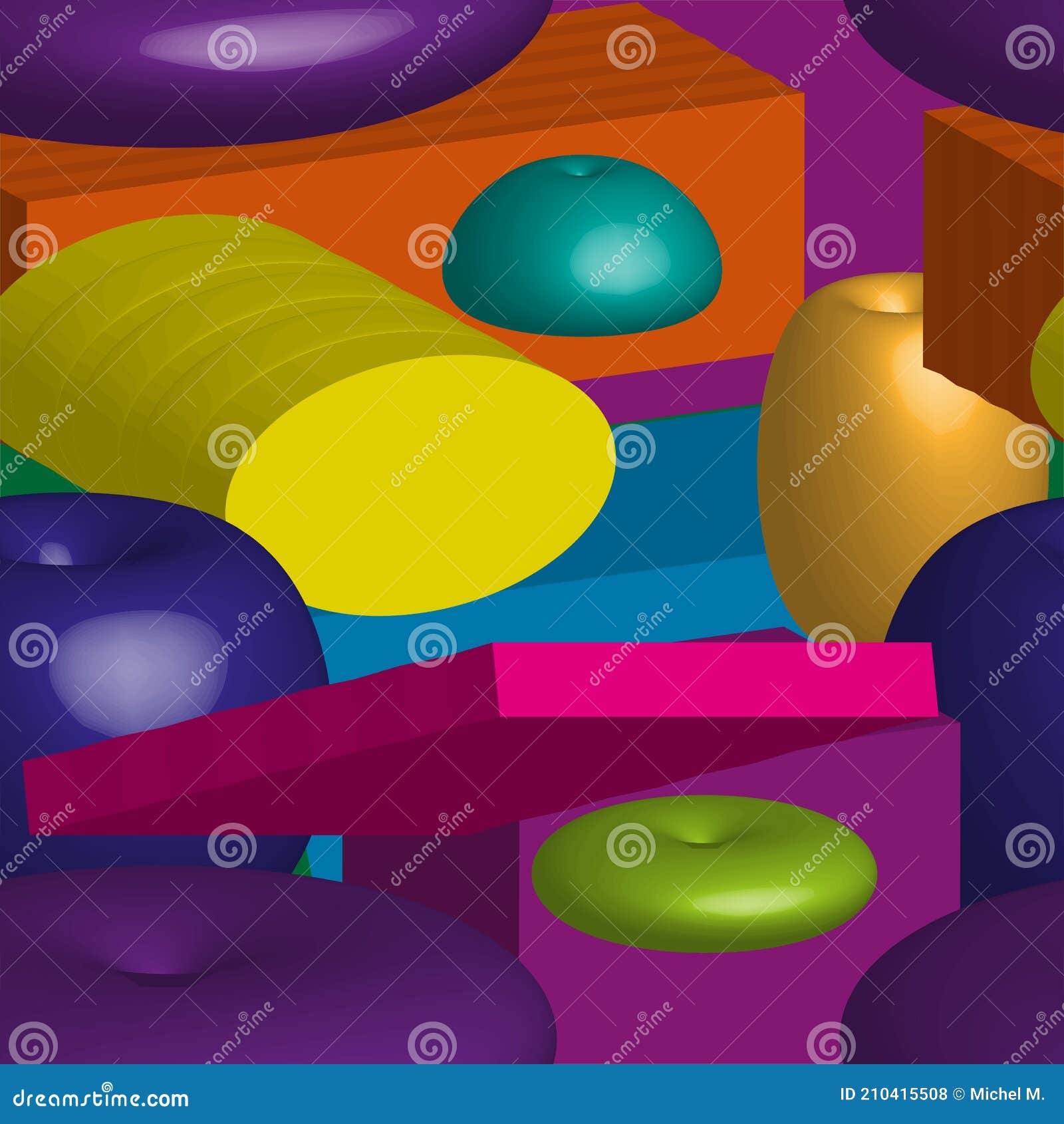 Colored 3D Abstract Blocks Pattern Seamless Stock Illustration ...