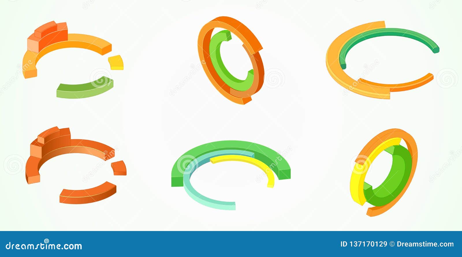 Colored 3d Isometric Circle Diagrams for Your Projects Stock Vector ...