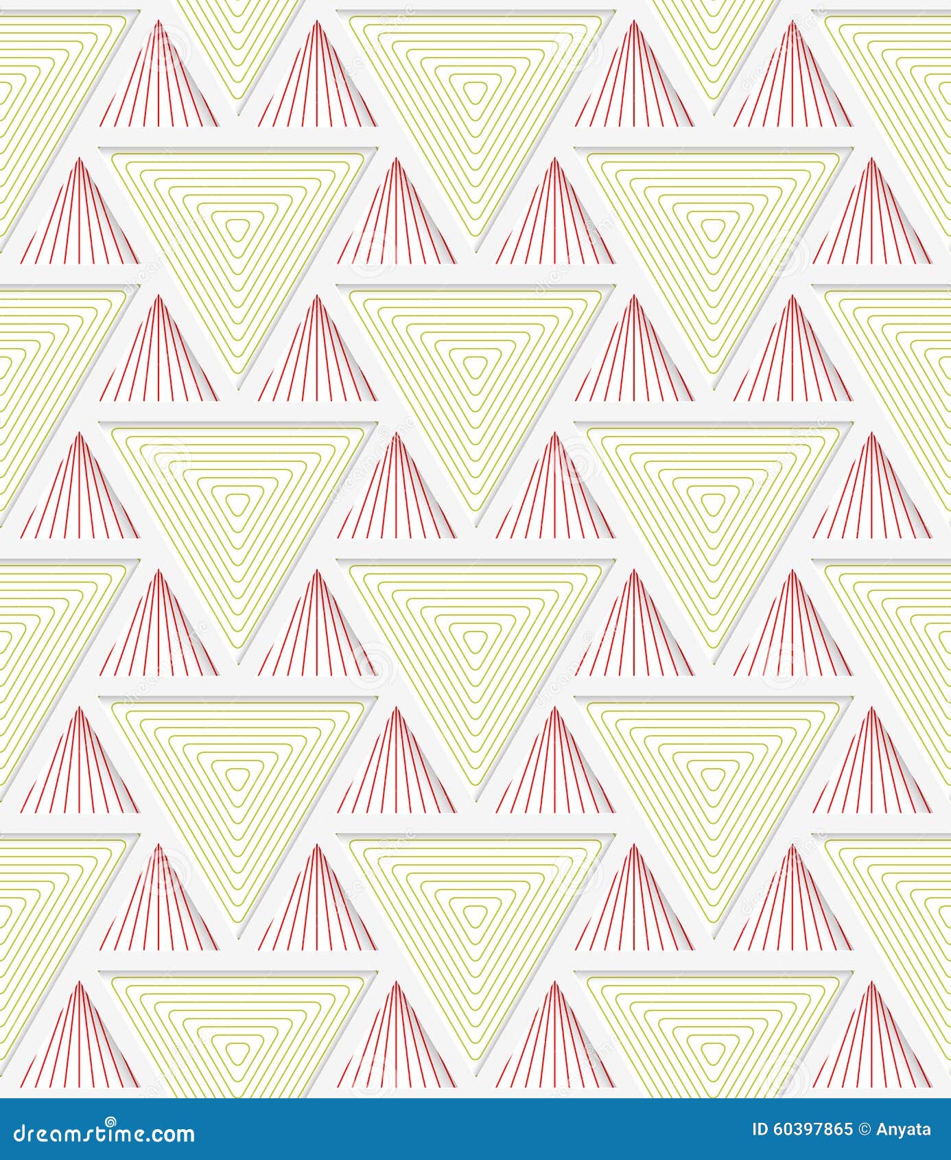 Colored 3D Red and Yellow Striped Triangles with Grid Stock Vector ...