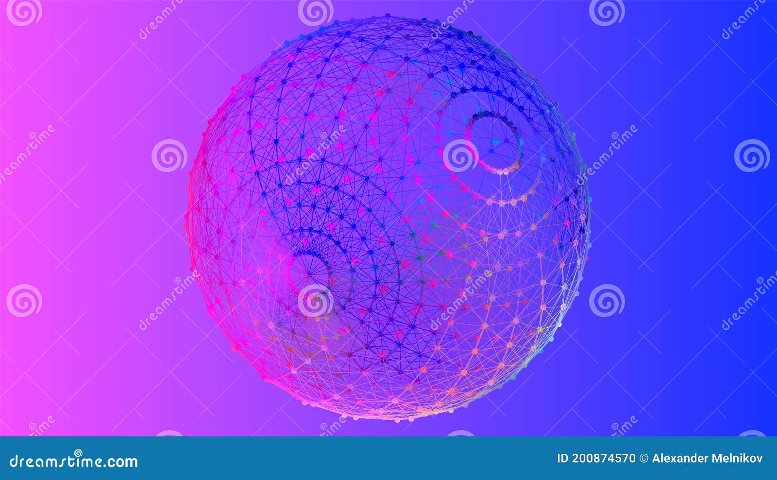 3d Wireframe Sphere with Dots and Lines. 3d Rendering Stock Vector ...